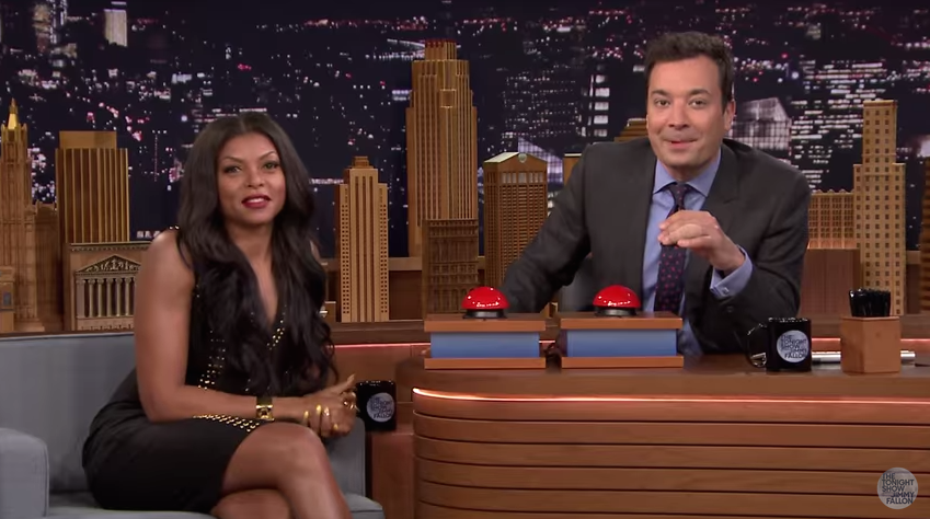 Splurge: Taraji P. Henson's Jimmy Fallon Versace Studded Black V-Neck ...