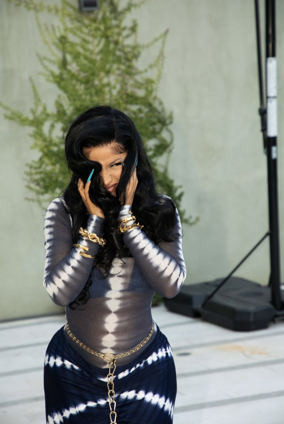 Cardi B Shares New Tie-Dye Look Wearing Dion Lee Fall 2020 Outfit and ...