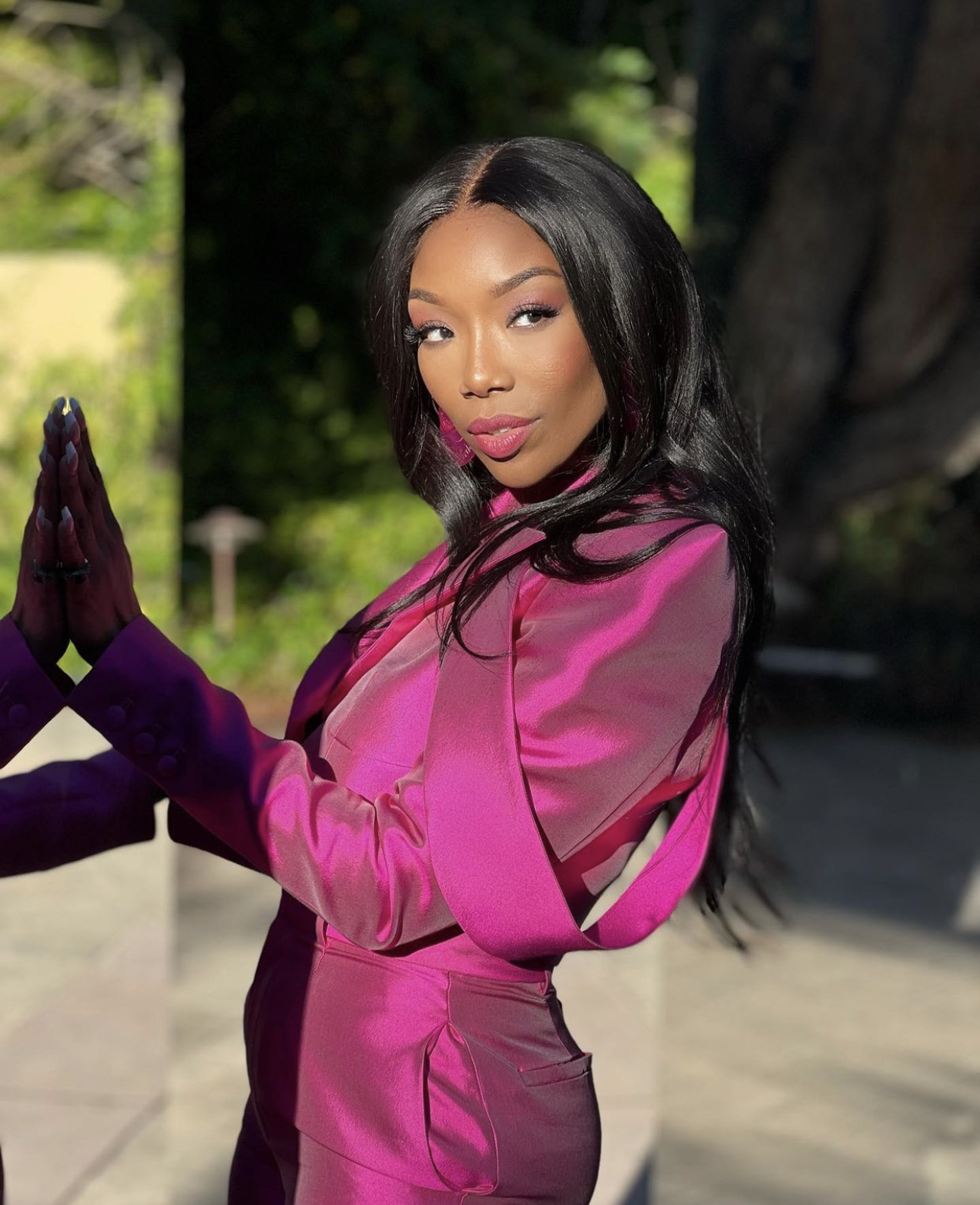 Wardrobe Inquiry: Brandy Is Pretty in Pink Wearing Aliétte Fall 2021 ...