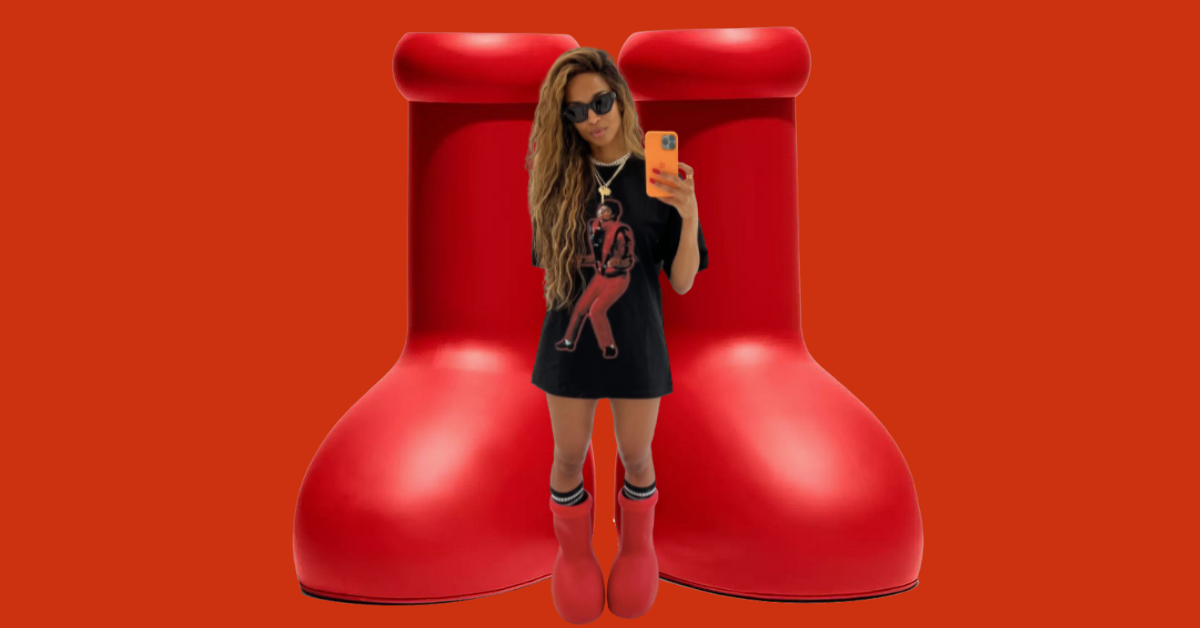 Ciara Makes the Viral Big Red 'MSCHF' Boots Look Effortlessly Chic ...