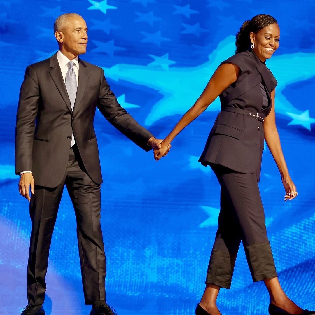Michelle Obama Wears Navy Monse Power Suit to Speak at the 2024 ...