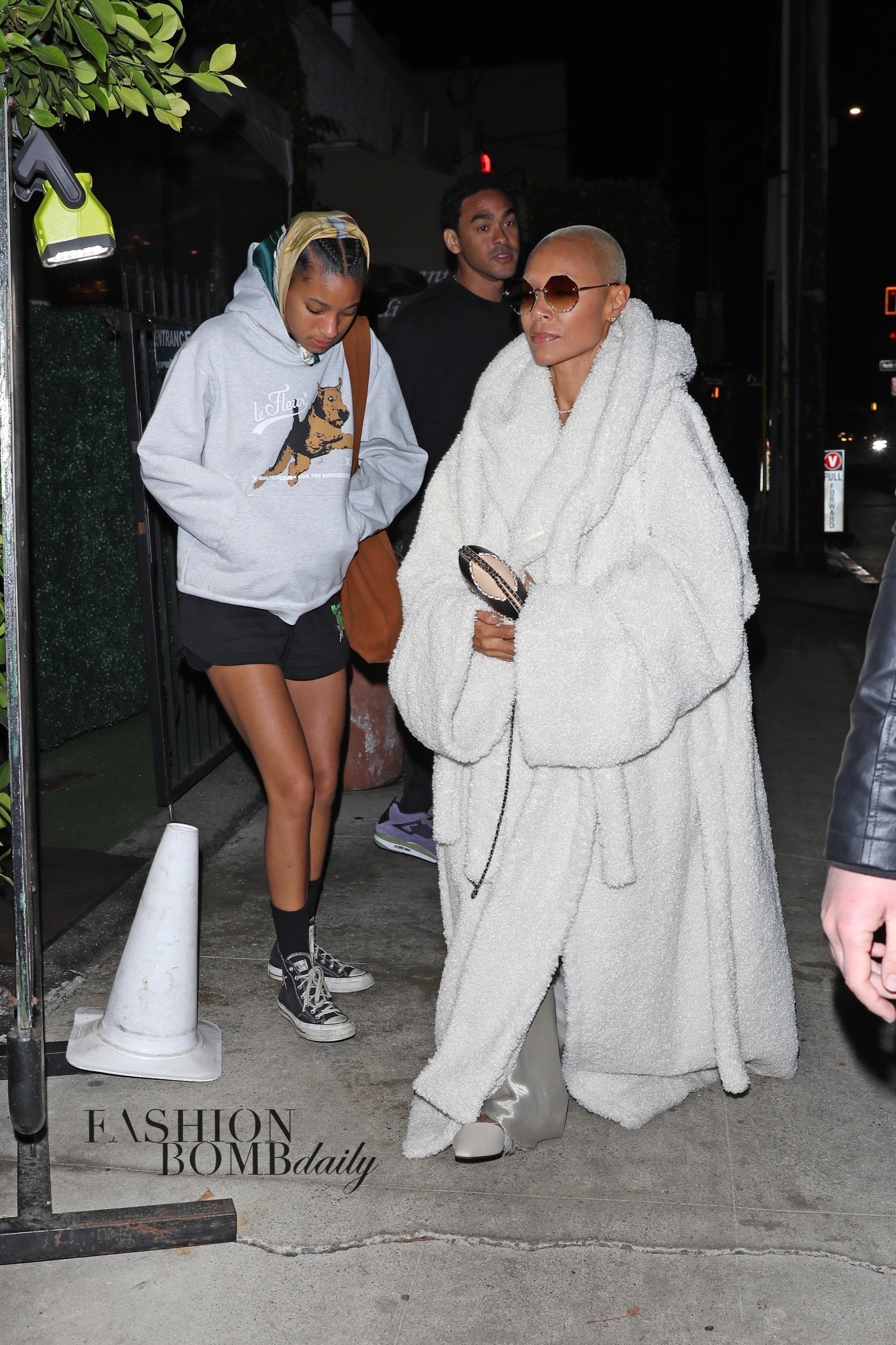 Jada Pinkett Smith Grabs Dinner with Willow and Trey Smith in an Ottolinger Coat and Chloe ...