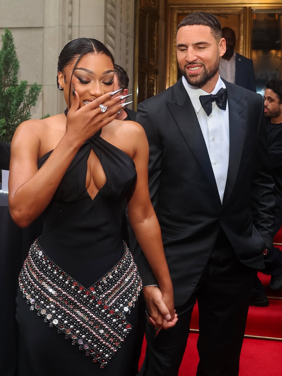 Fashion Bomb Couple: Megan Thee Stallion Stuns in Off-White Gown with ...