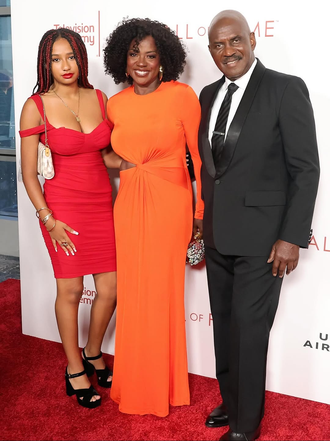 Viola Davis Shines in Orange Ralph Lauren Cut Out Gown with Husband ...