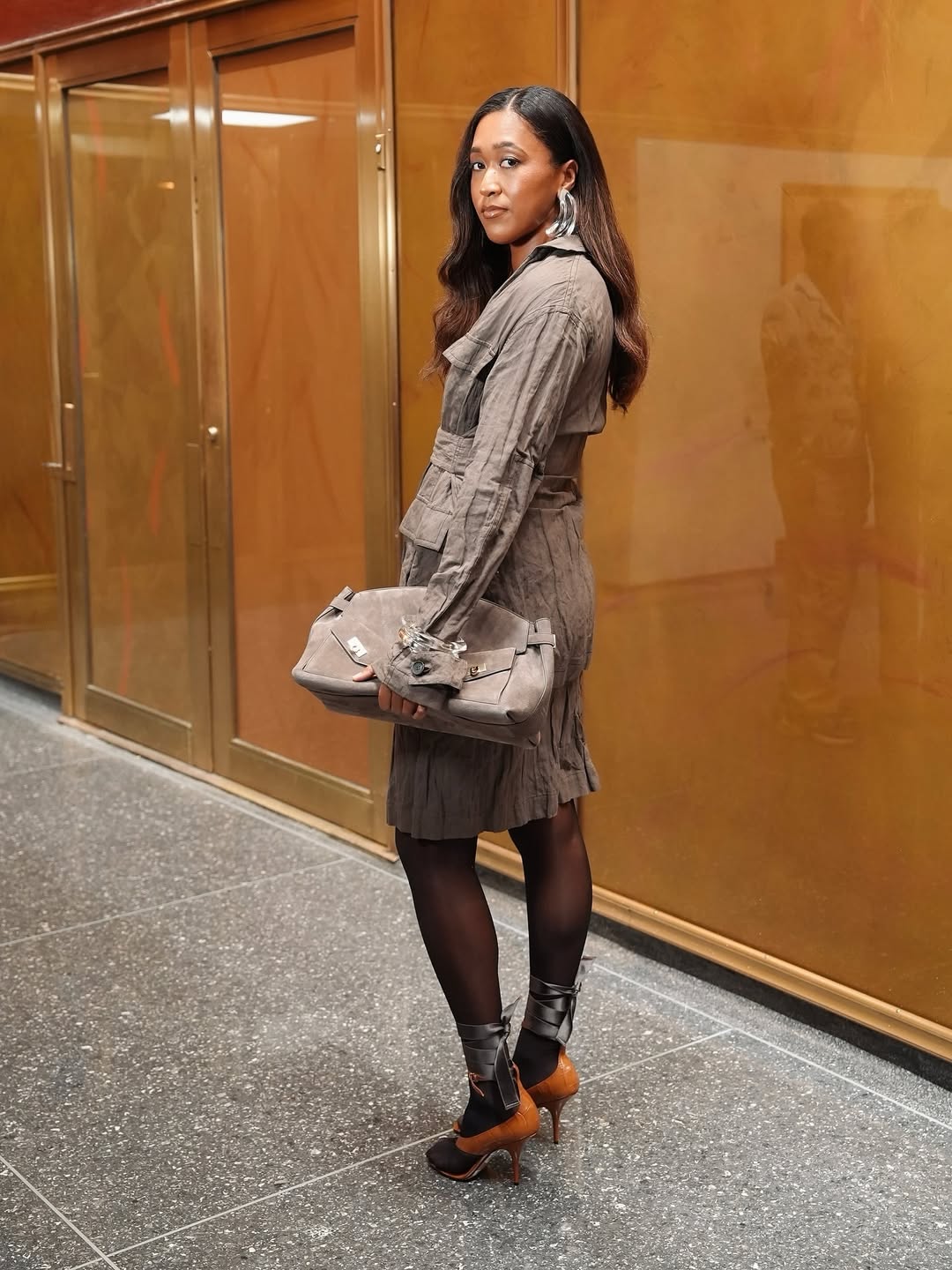Naomi Osaka Stuns in Full Olive Green Ferragamo Look with Alexis Bittar ...