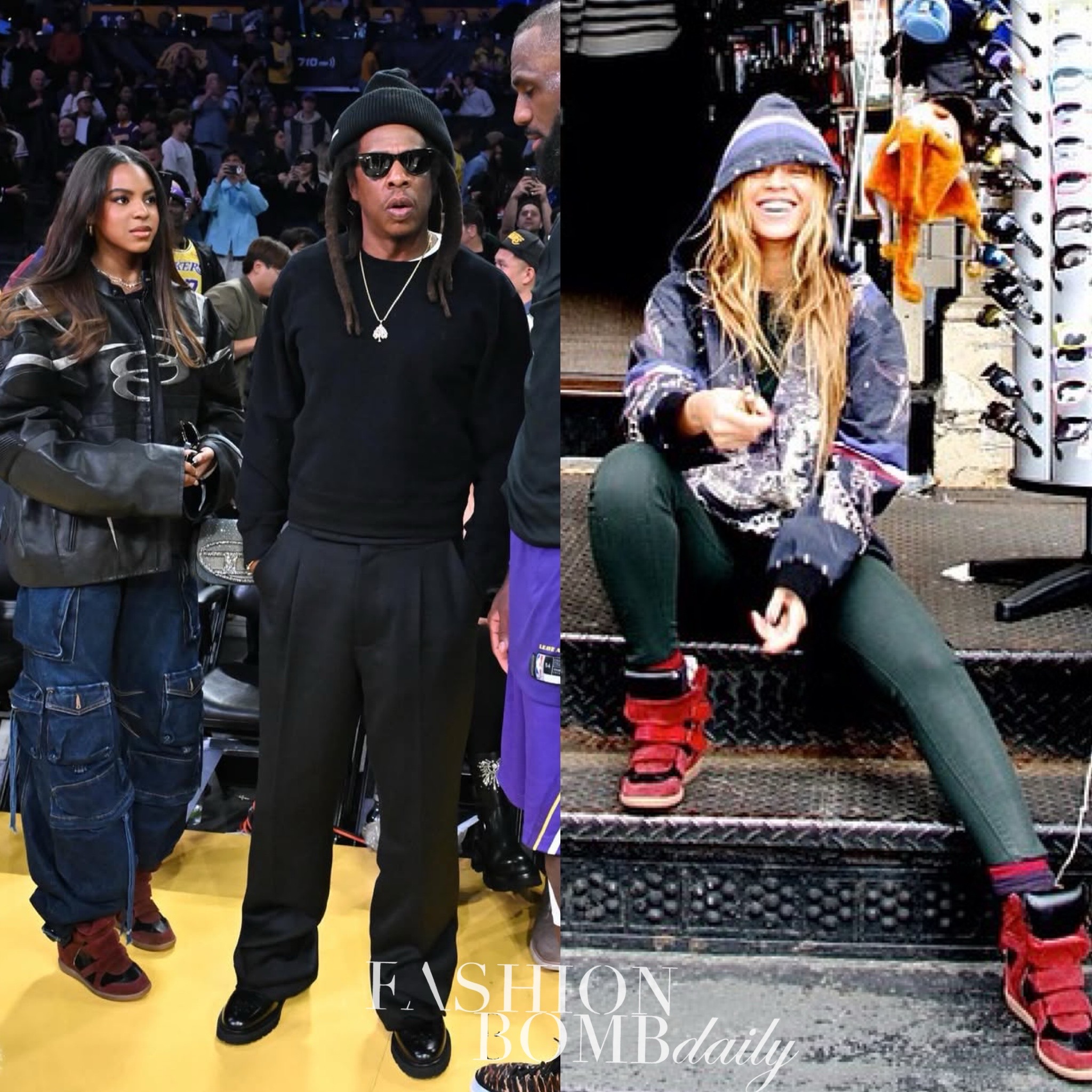 Jay-Z and Blue Ivy Meet LeBron James at the Lakers Game, with Blue ...