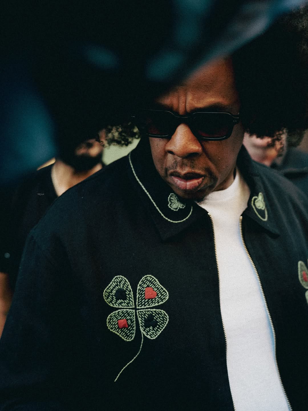 Jay-Z Wore His New Afro and a $1,183 Bode Lucky Draw Embroidered Jacket ...